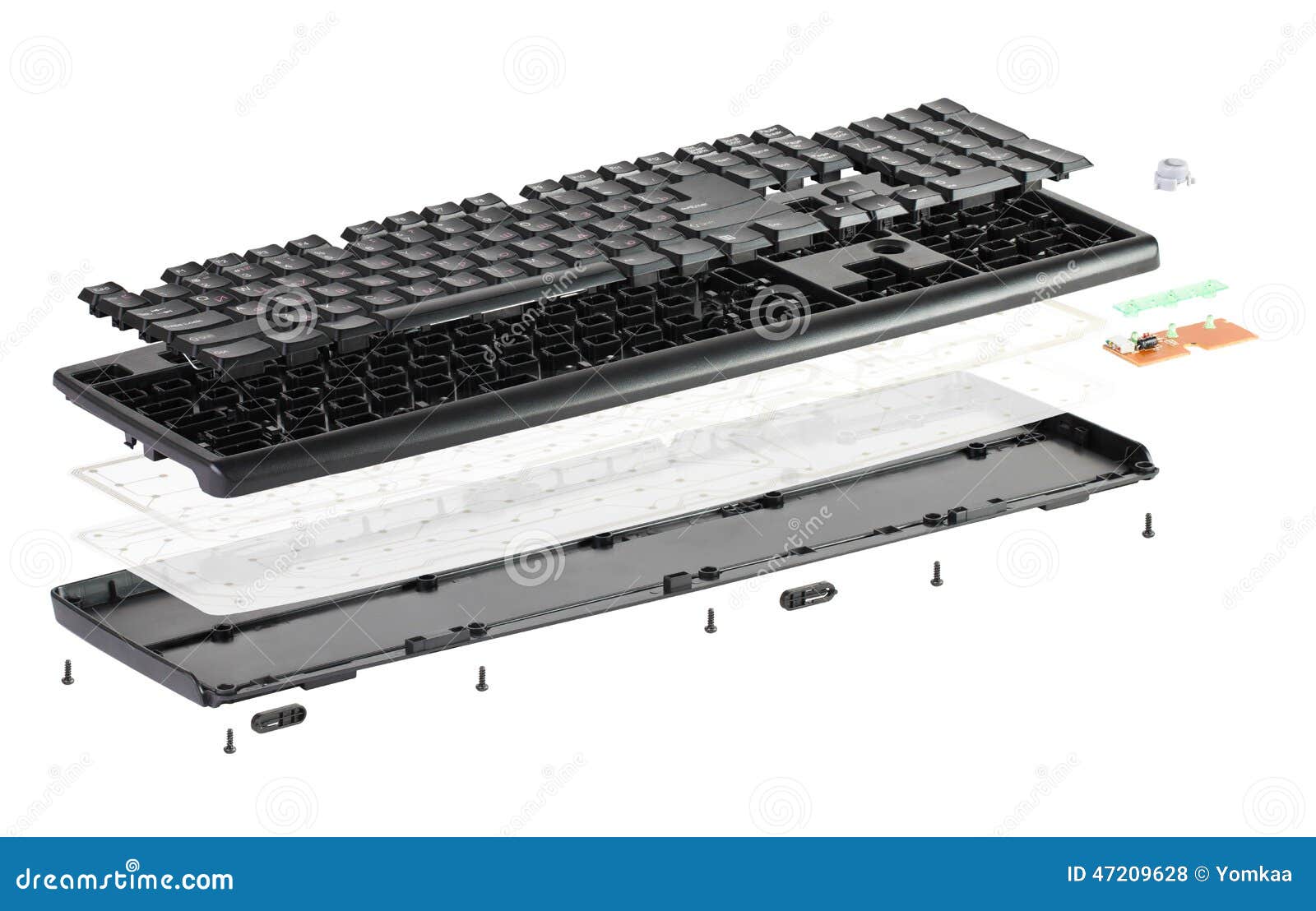 Isometry Disassembled Keyboard Isolated White Background Stock Photos ...