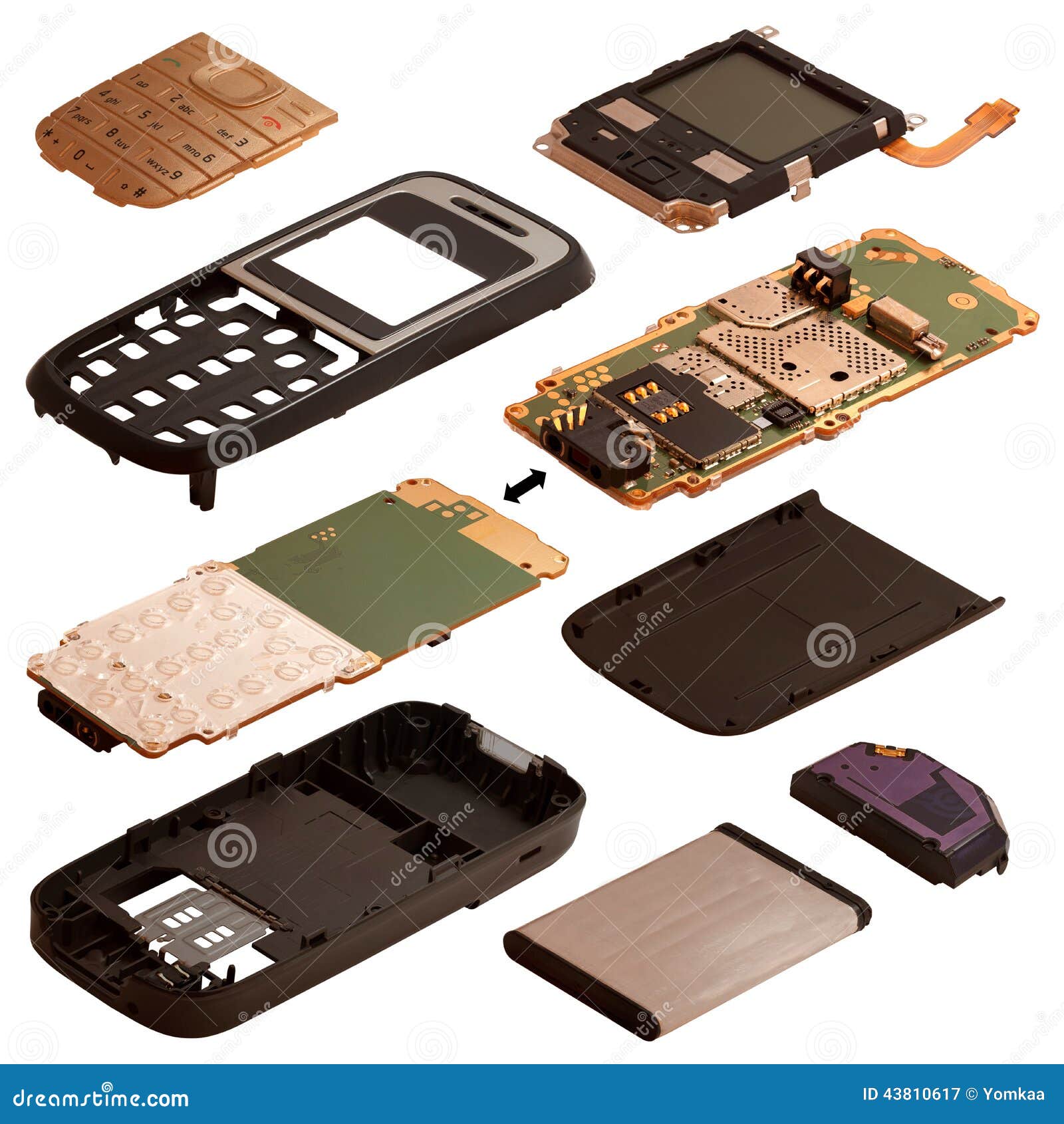 Isometry. the Disassembled Mobile Phone Isolated on a White Back Stock ...