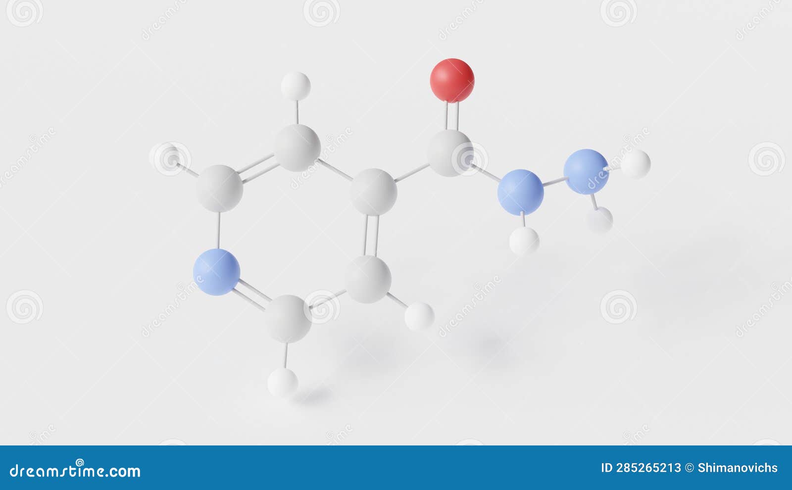 Isoniazid Molecule 3d, Molecular Structure, Ball and Stick Model ...