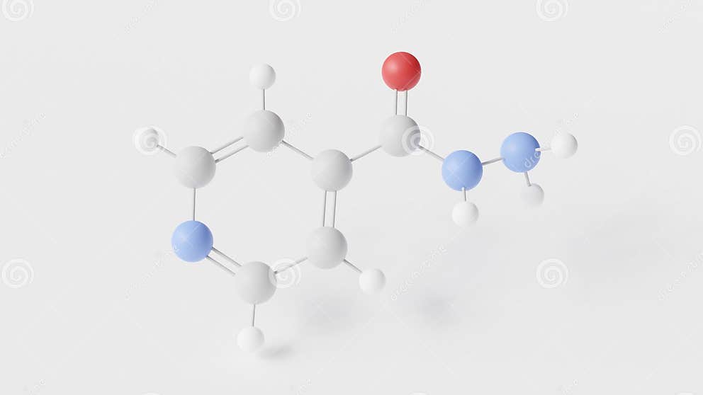Isoniazid Molecule 3d, Molecular Structure, Ball and Stick Model ...