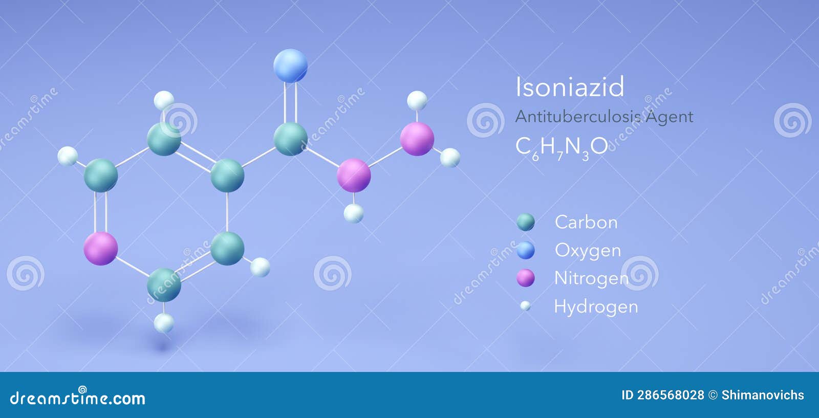 Isoniazid Isonicotinylhydrazine, INH Tuberculosis Antibiotic, Chemical ...