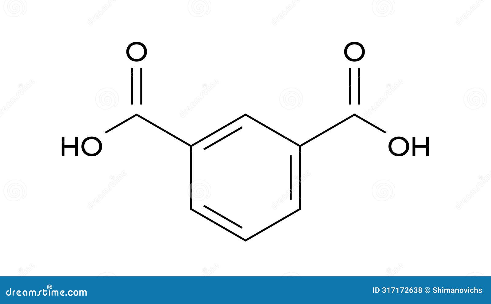 Isophthalic Acid Molecule, Structural Chemical Formula, Ball-and-stick ...