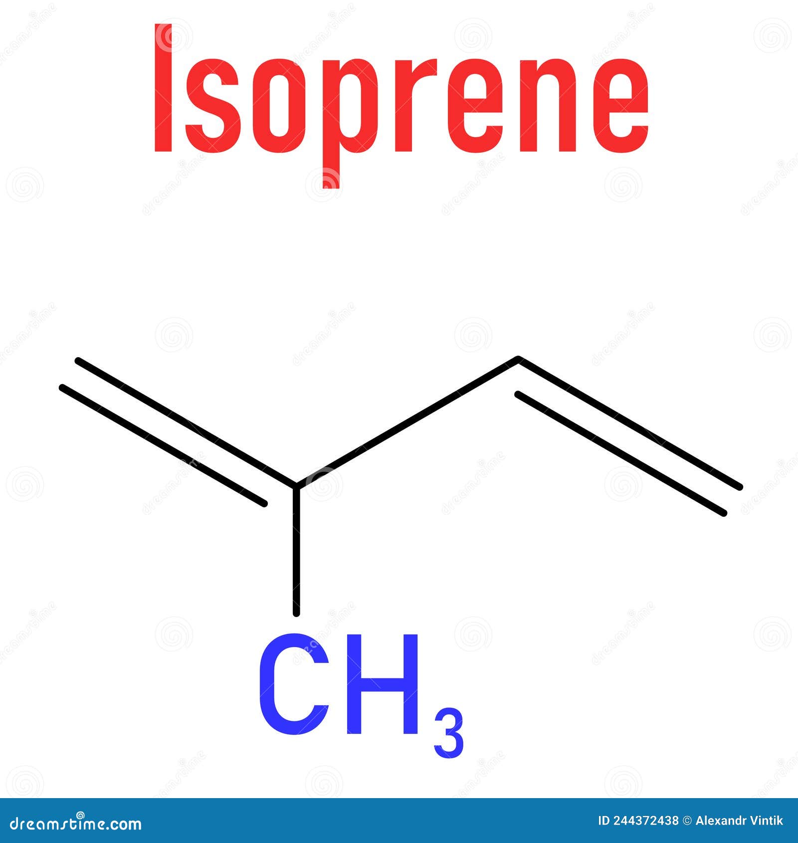 Isoprene, Rubber Polyisoprene Building Block Monomer. Skeletal Formula ...