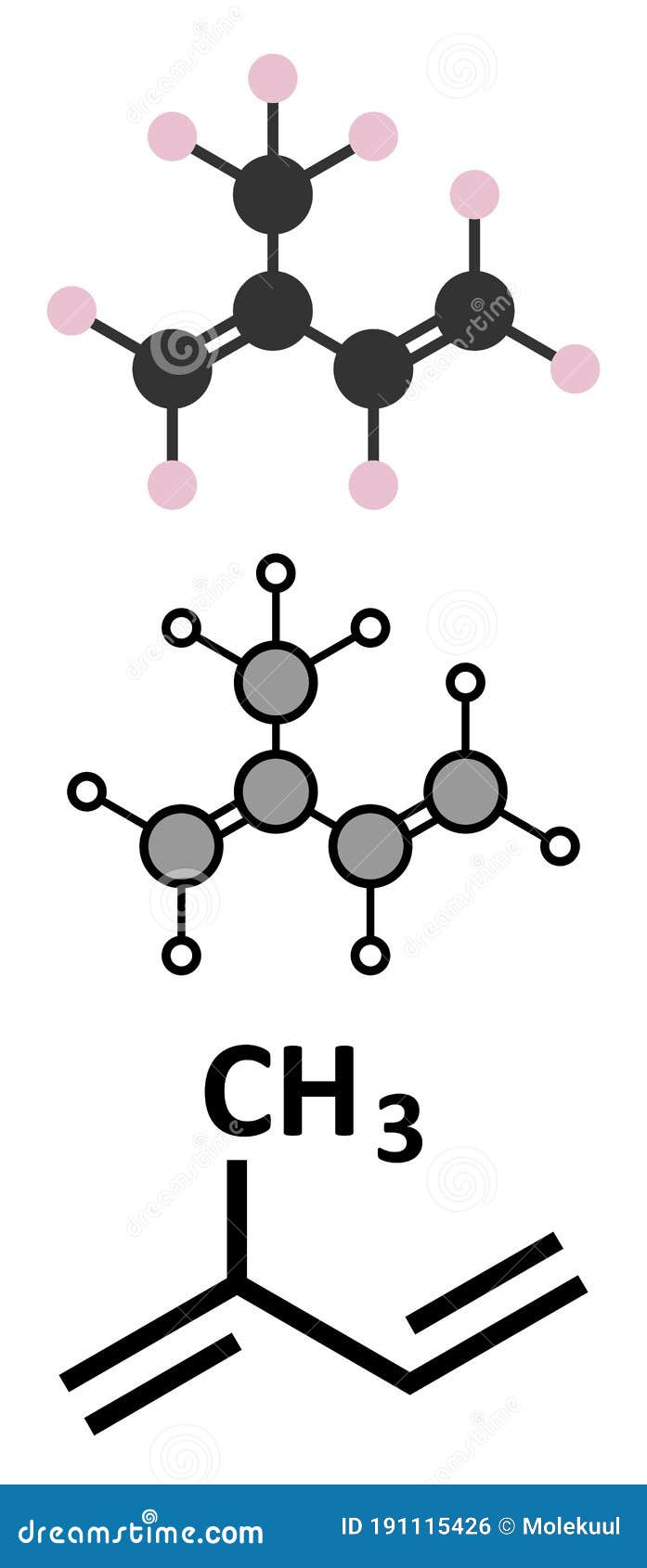 Isoprene, Rubber Polyisoprene Building Block Monomer. Skeletal Formula ...