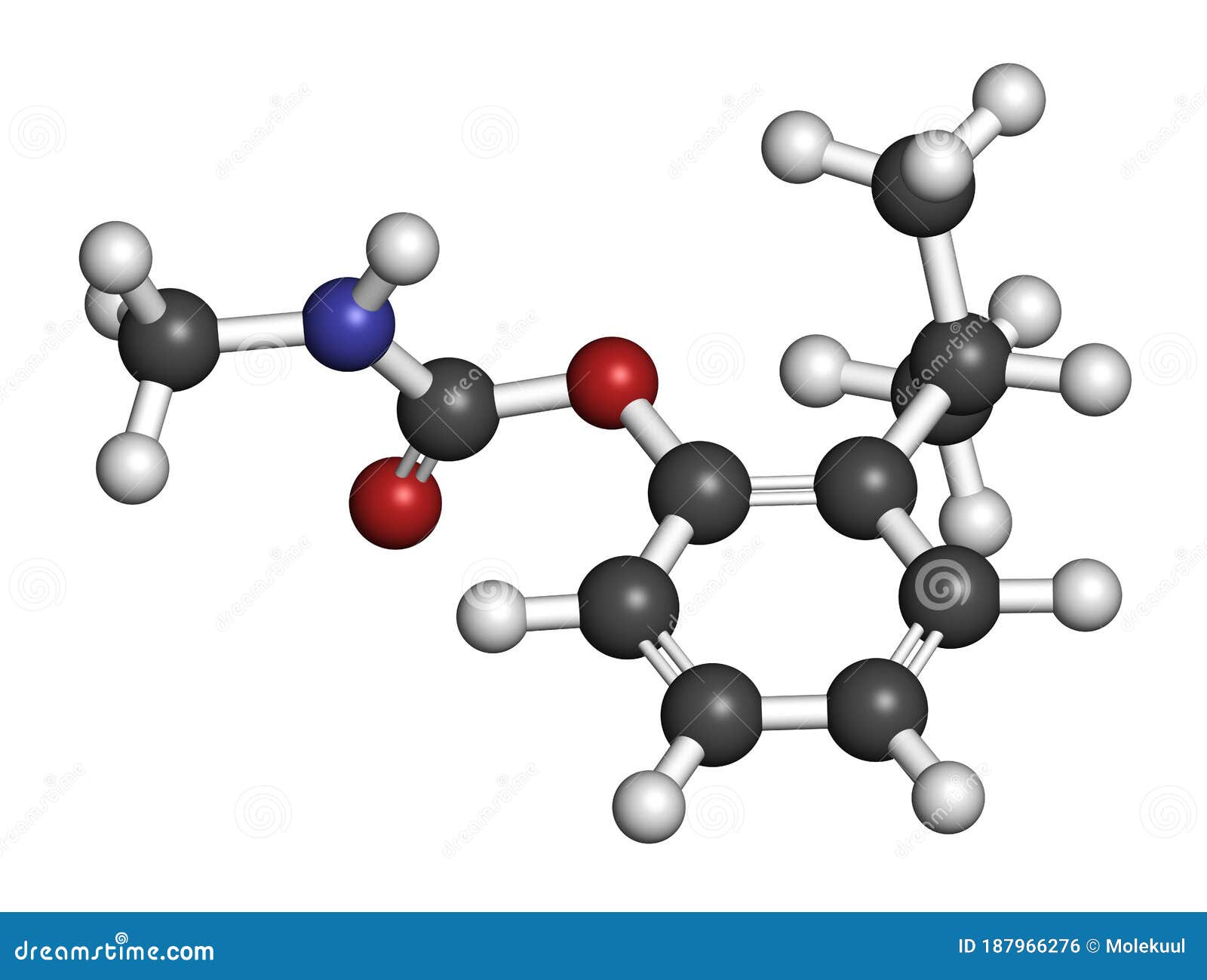 Isoprocarb Insecticide Molecule. 3D Rendering. Atoms are Represented As ...