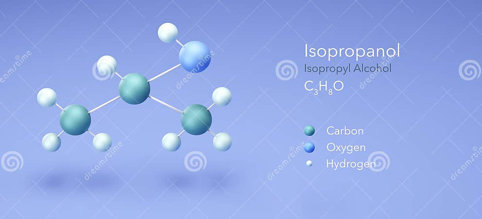 Isopropanol, Isopropyl Alcohol. Molecular Structure 3d Rendering ...