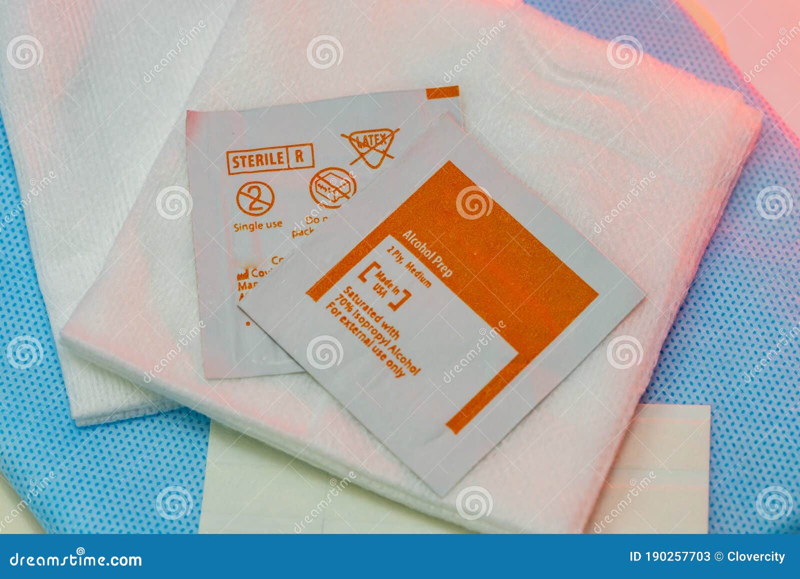 Isopropyl Alcohol Wipes on Top of Dressing Gauze Stock Image - Image of ...
