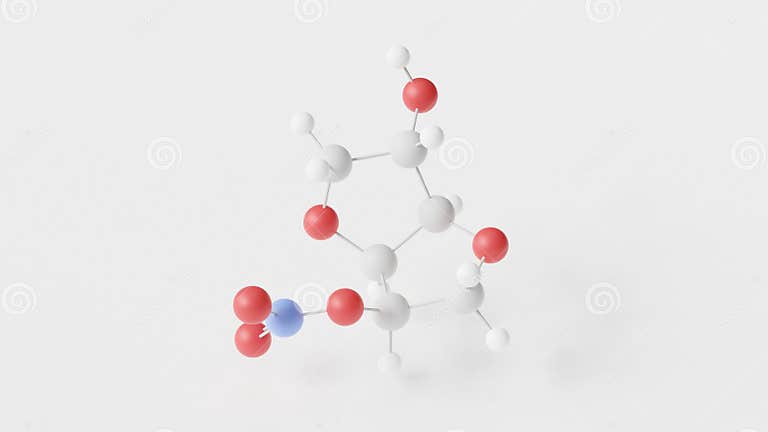 Isosorbide Mononitrate Molecule 3d, Molecular Structure, Ball and Stick ...