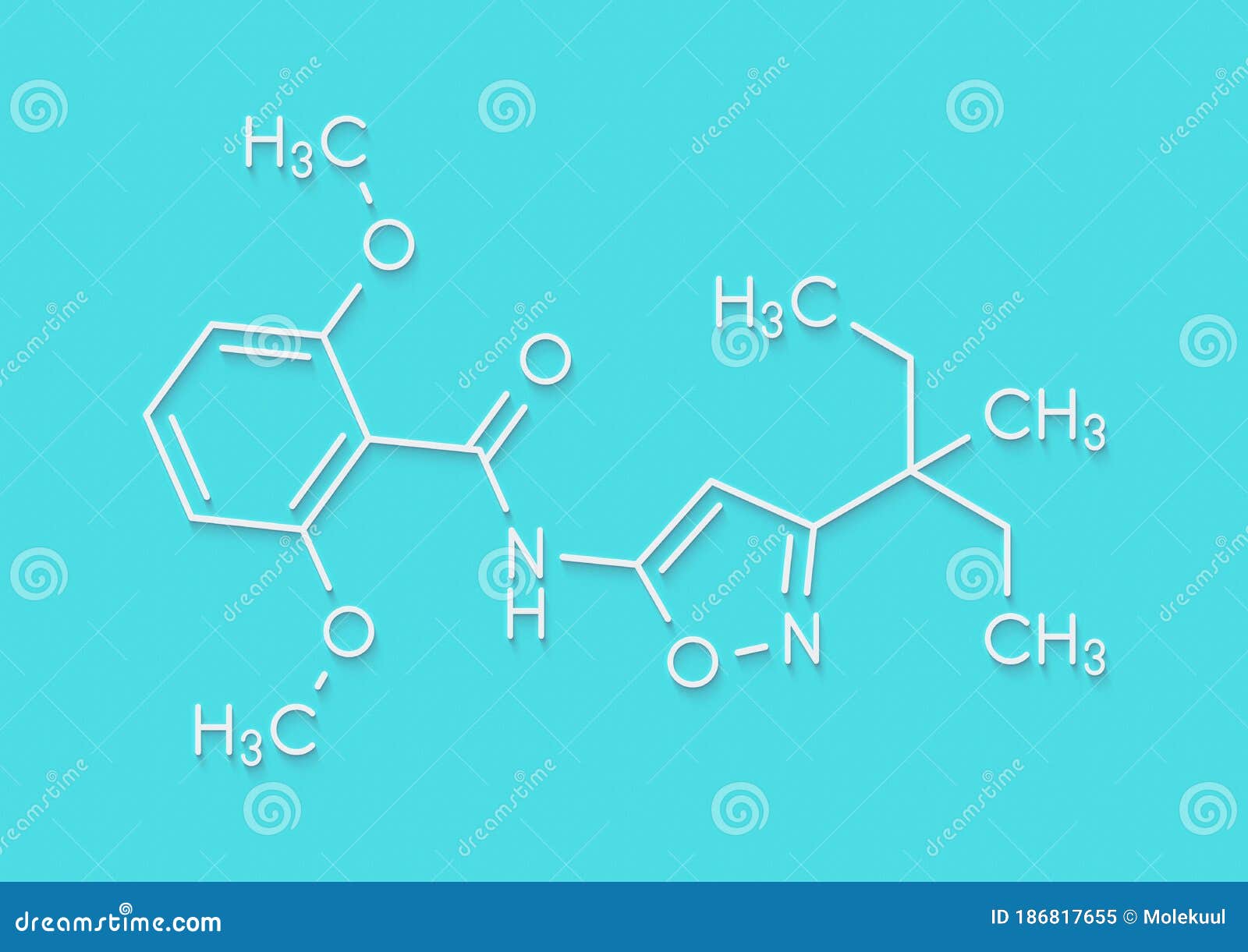 Benzamide Molecule, Structural Chemical Formula, Ball-and-stick Model ...