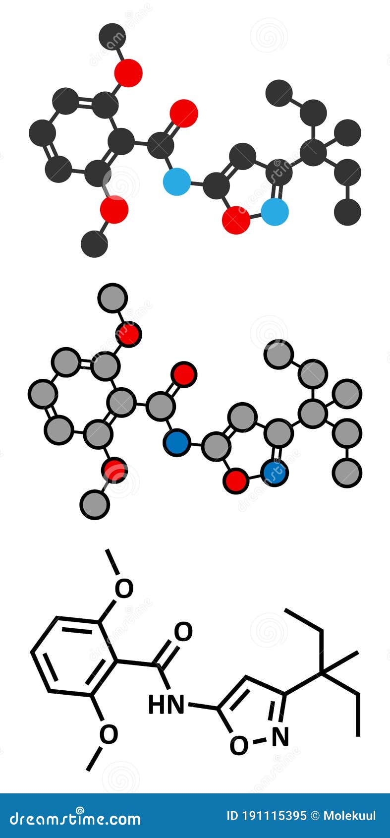 Benzamide Molecule, Structural Chemical Formula, Ball-and-stick Model ...