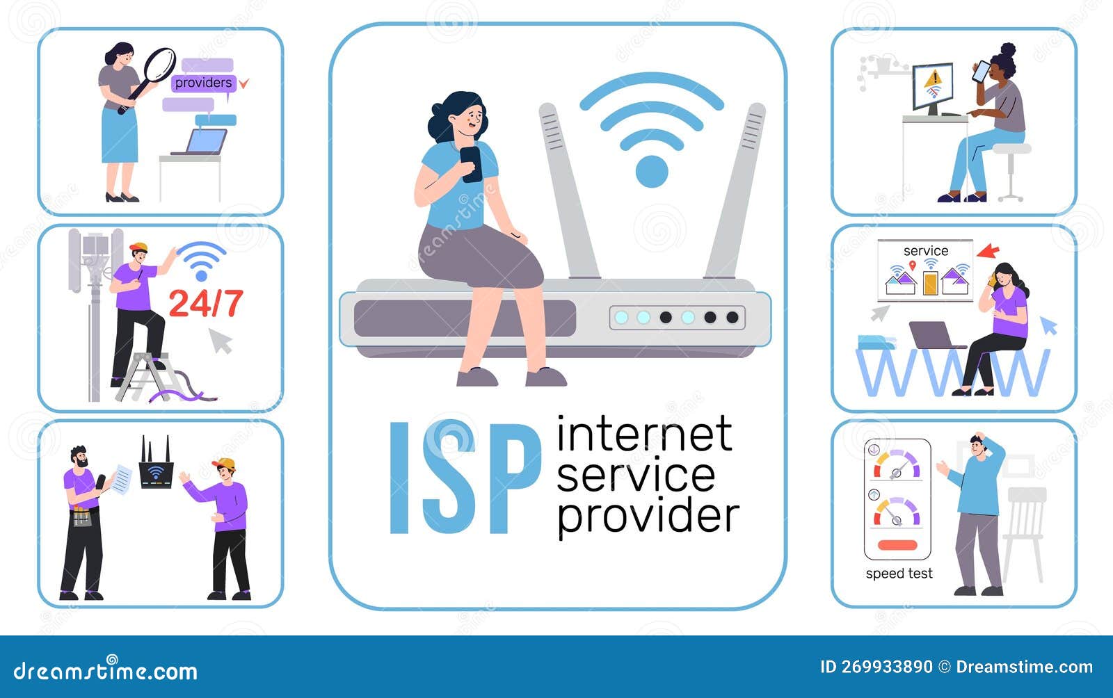 ISP Installation Flat Infographics Stock Vector - Illustration of ...