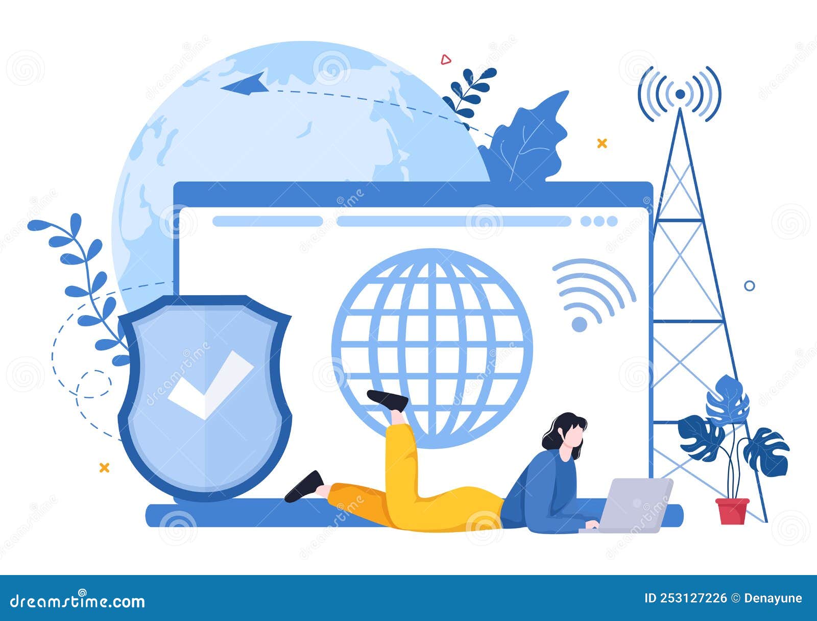 ISP or Internet Service Provider Illustration with Keywords and Icons ...