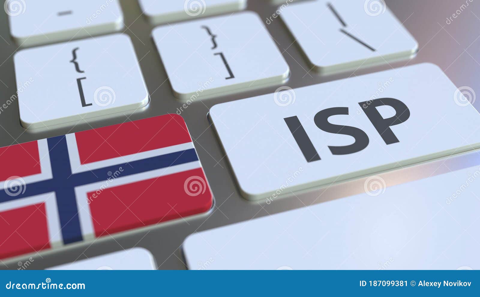 ISP or Internet Service Provider Text and Flag of Norway on the ...