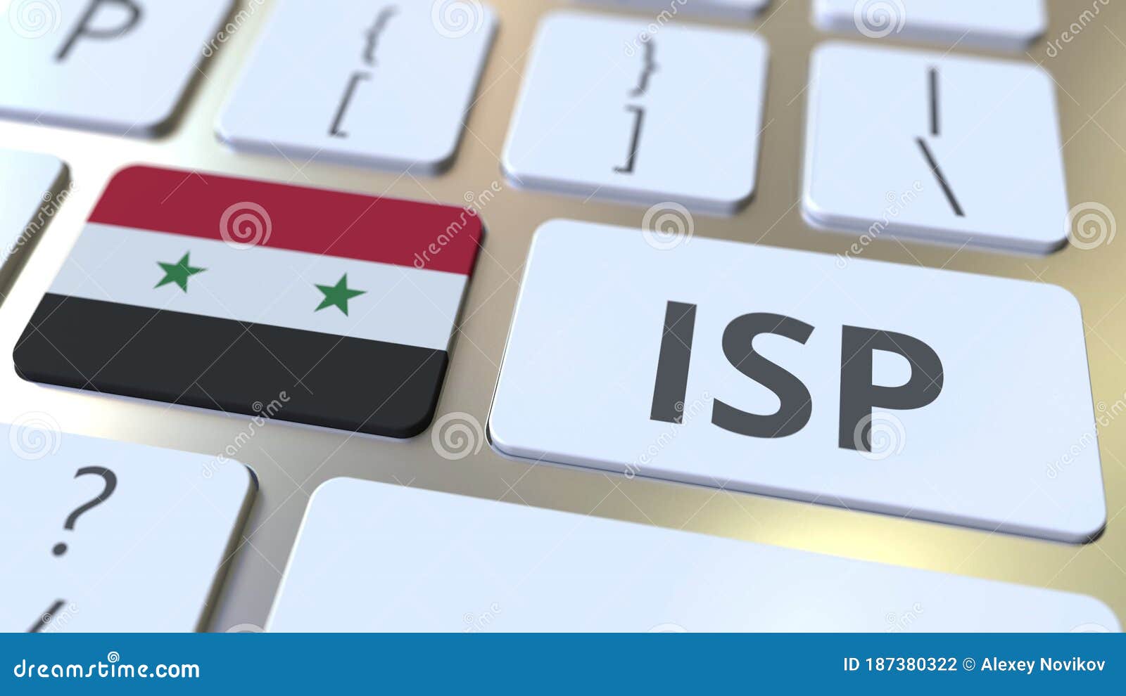 ISP or Internet Service Provider Text and Flag of Syria on the Computer ...