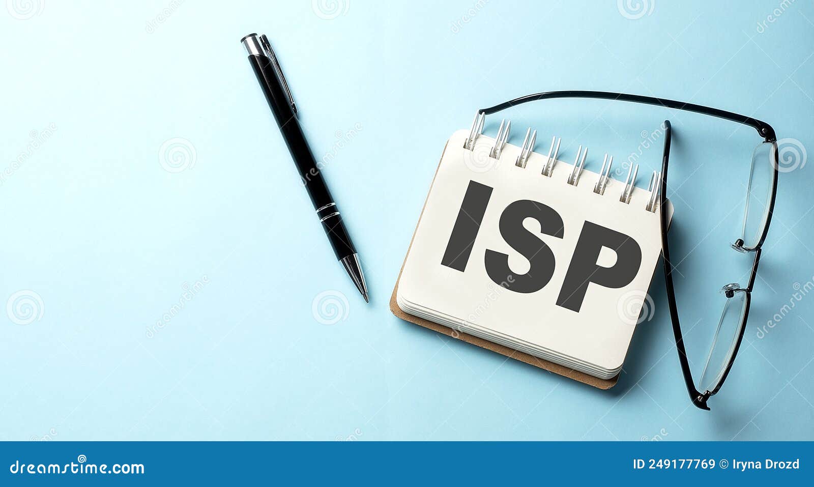 ISP Text Written on a Notepad on the Blue Background Stock Image ...