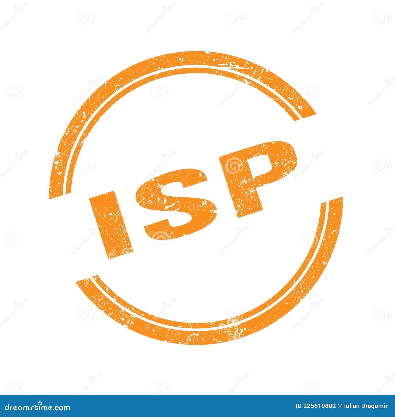 ISP Text Written on Orange Grungy Round Stamp Stock Illustration ...