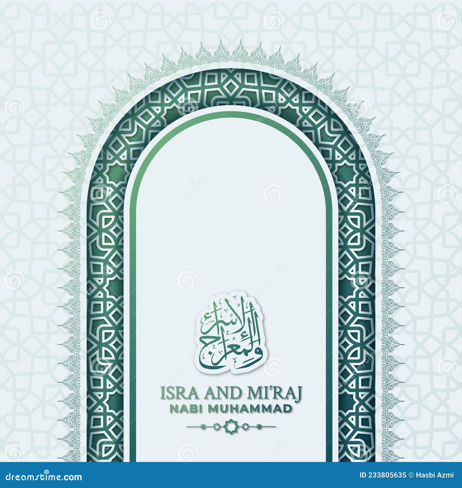 Isra Miraj Greeting Card Premium Vector Stock Vector - Illustration of ...
