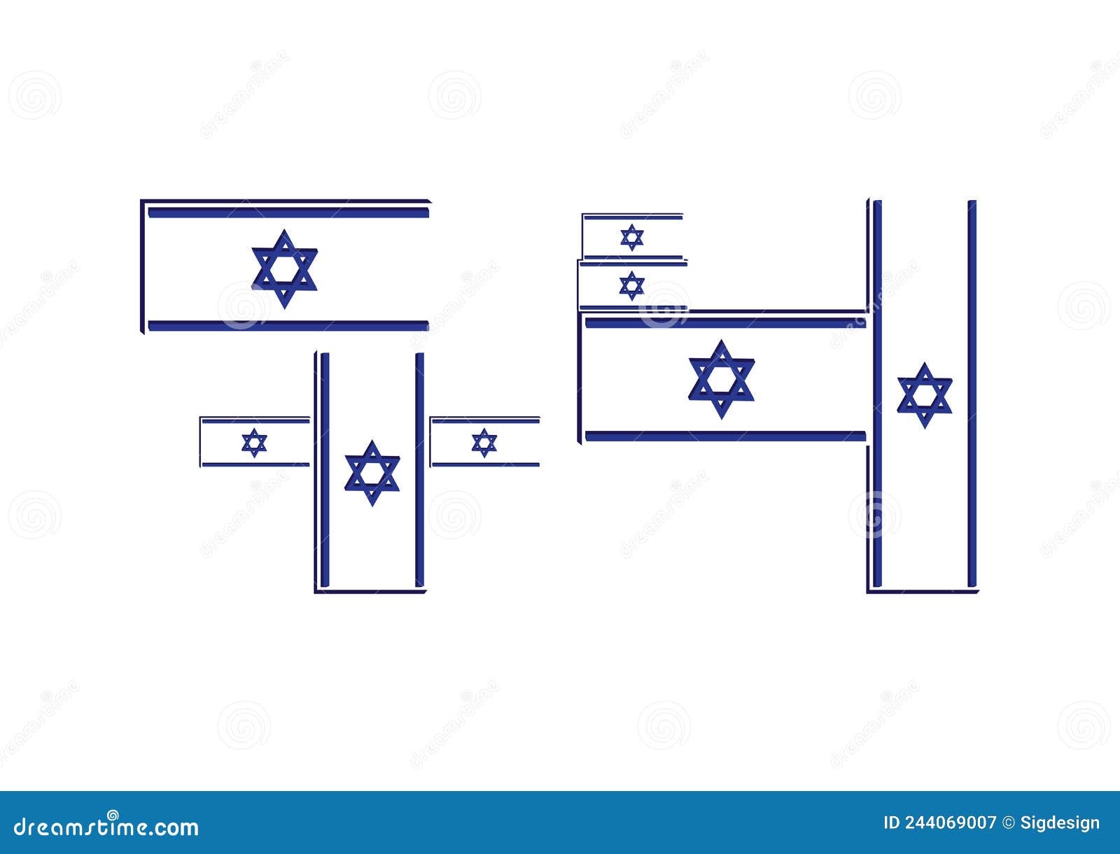 Israeli Flags On A Dark Mournful Background. Symbols Of Israel Based On ...