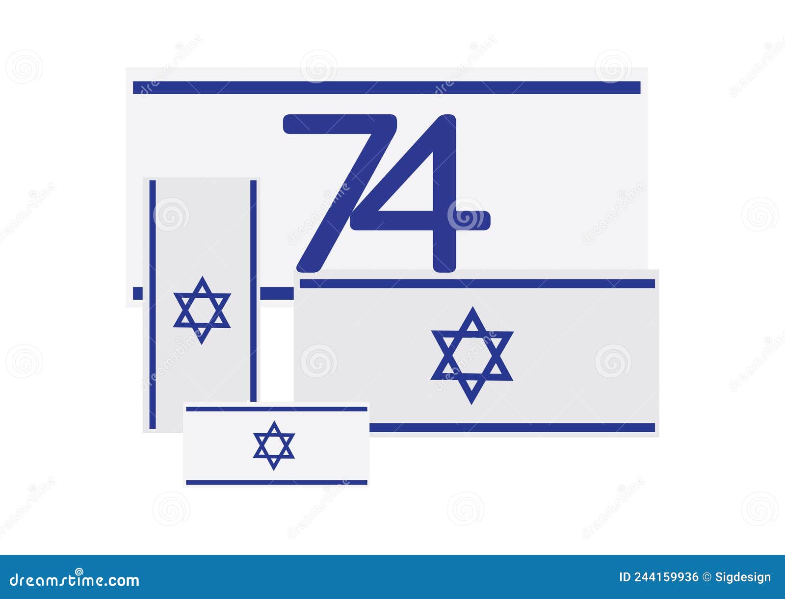 Israeli Flags On A Dark Mournful Background. Symbols Of Israel Based On ...