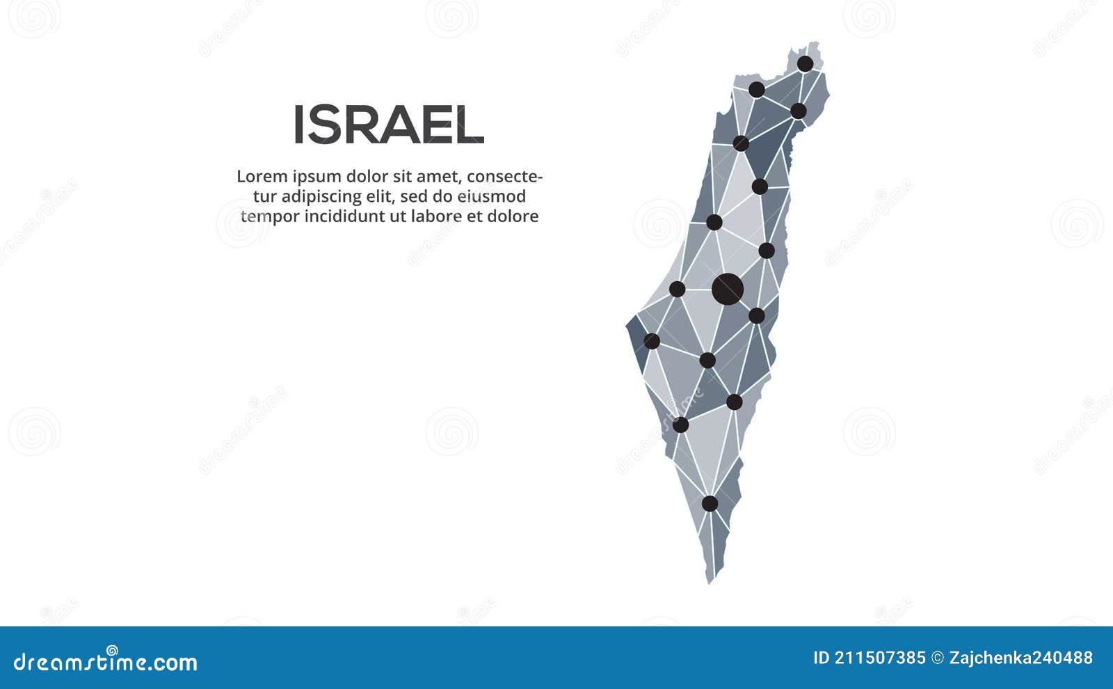 Israel Communication Network Map. Vector Image of a Low Poly Global Map ...