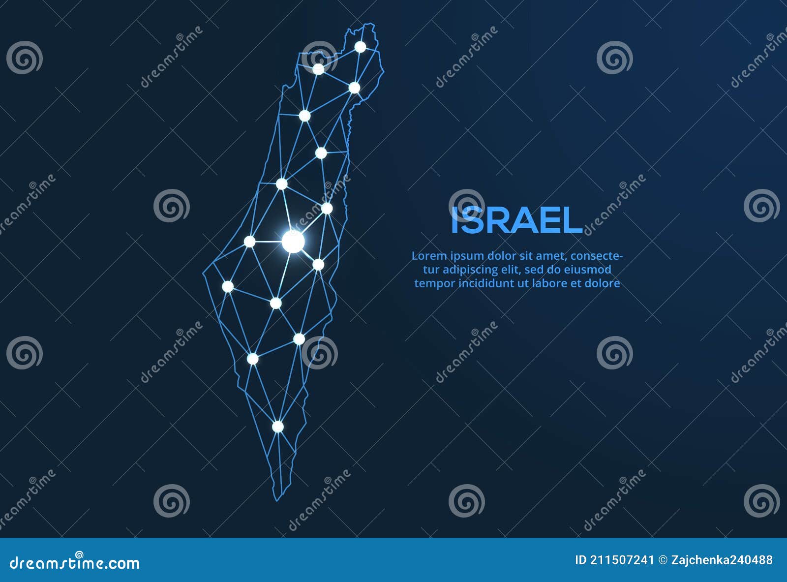 Israel Communication Network Map. Vector Low Poly Image of a Global Map ...