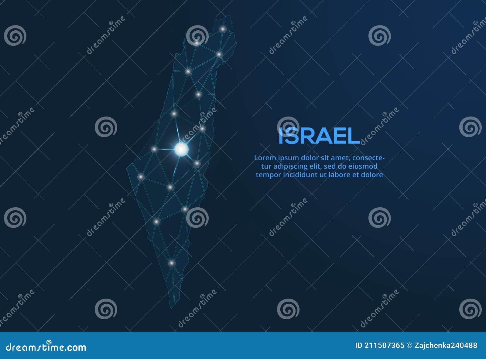 Israel Communication Network Map. Vector Low Poly Image of a Global Map ...
