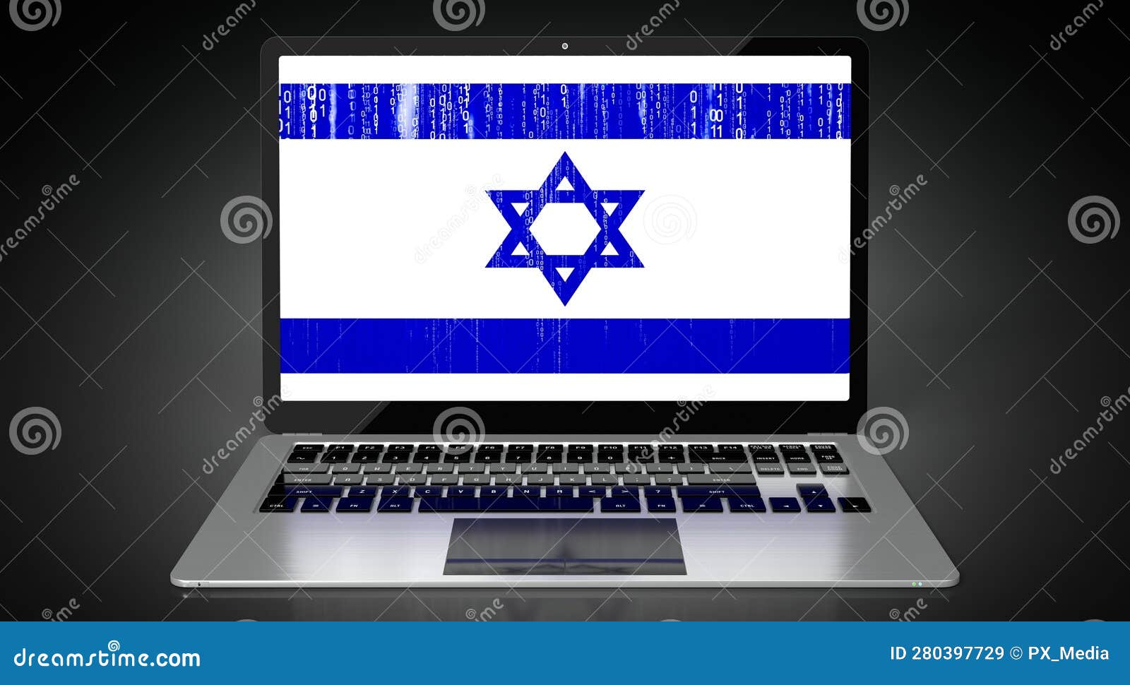 Israel - Country Flag and Binary Code on Laptop Screen Stock ...