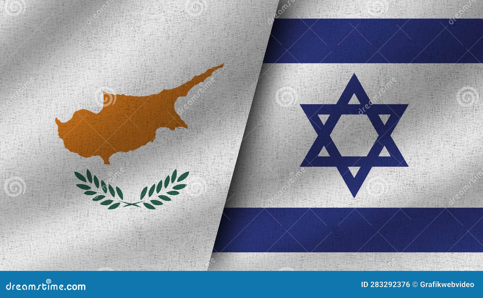 Israel and Cyprus Realistic Two Flags Together Stock Illustration ...