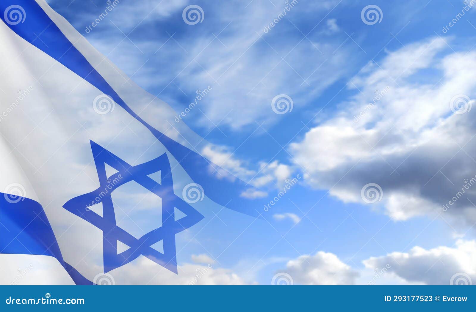 Israel Flag on Background of Sky Stock Illustration - Illustration of ...