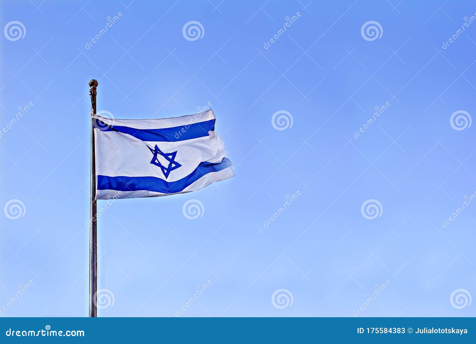Israel Flag on Blue Sky Background Stock Image - Image of jewish ...