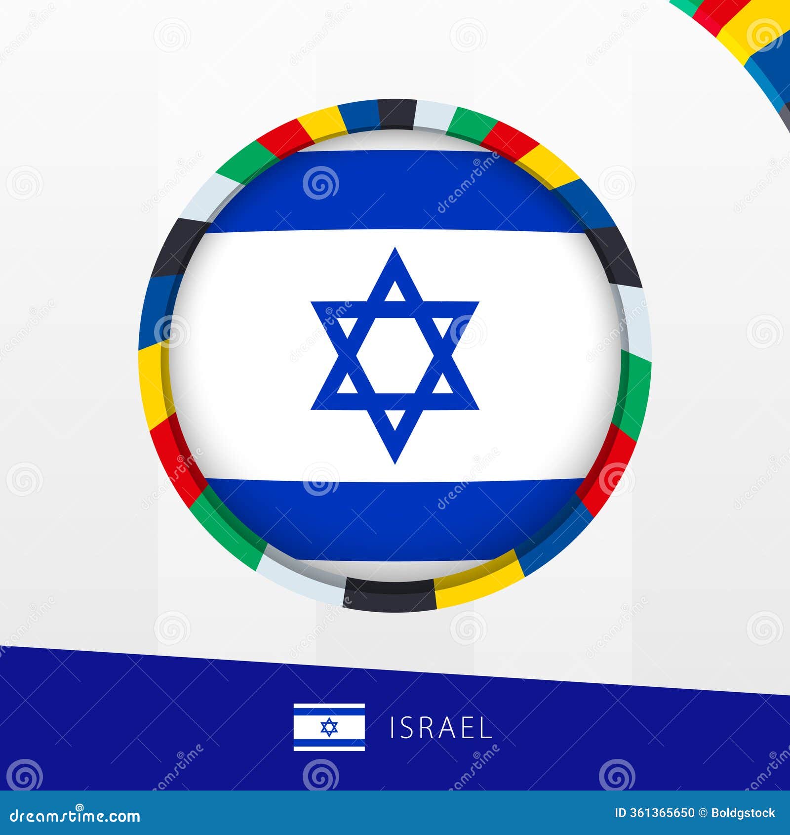 Israel Flag with Colorful Circle Border Stock Illustration ...