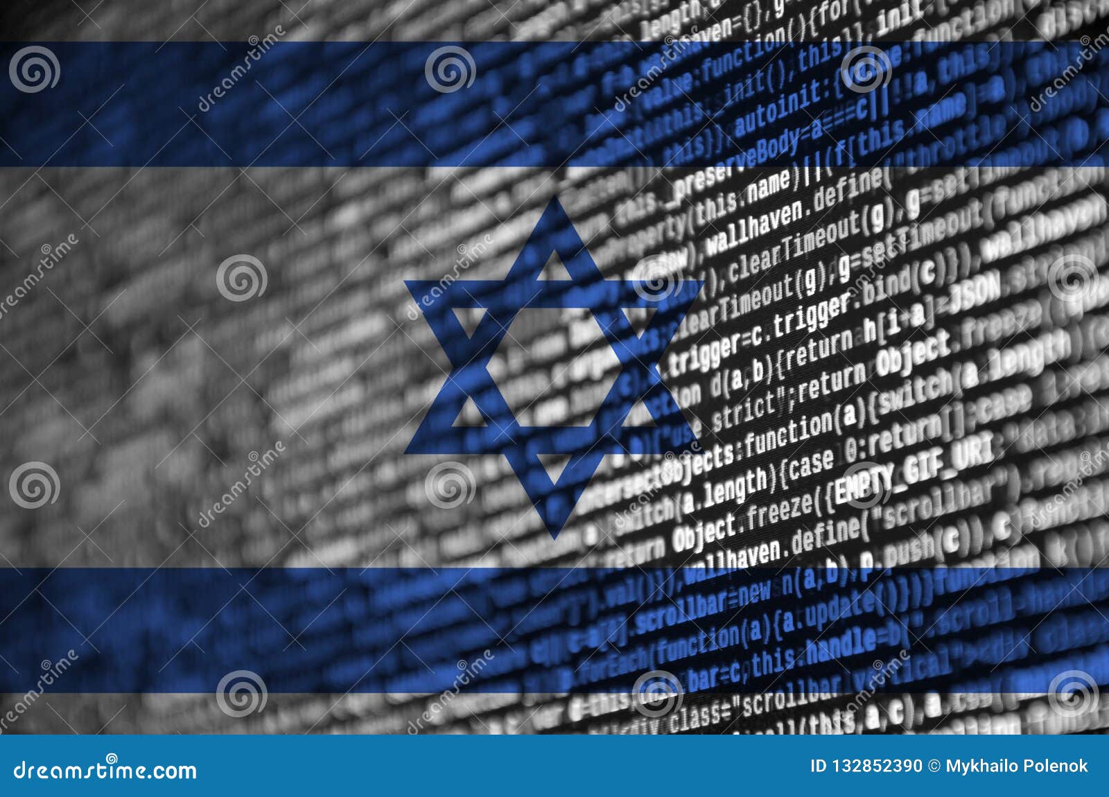 Israel Flag is Depicted on the Screen with the Program Code. the ...