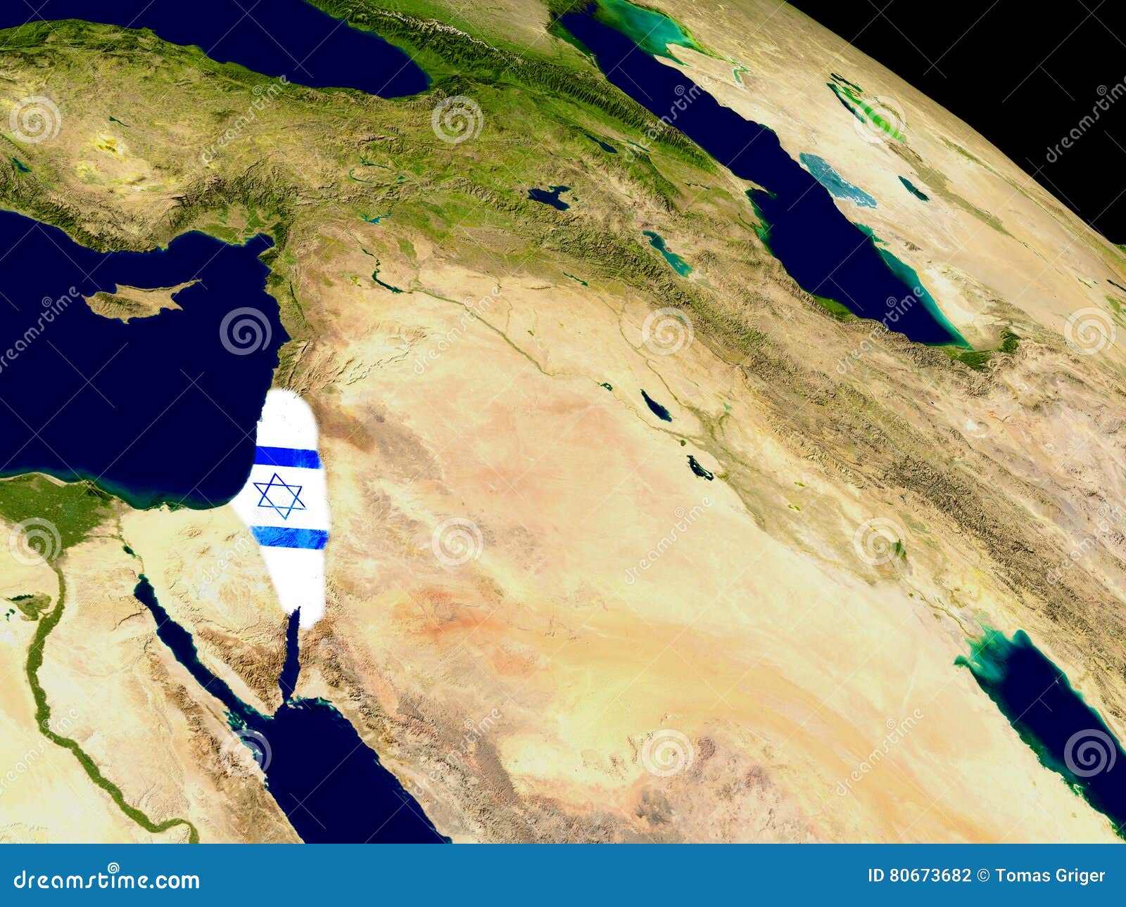 Israel with flag on Earth stock illustration. Illustration of political ...