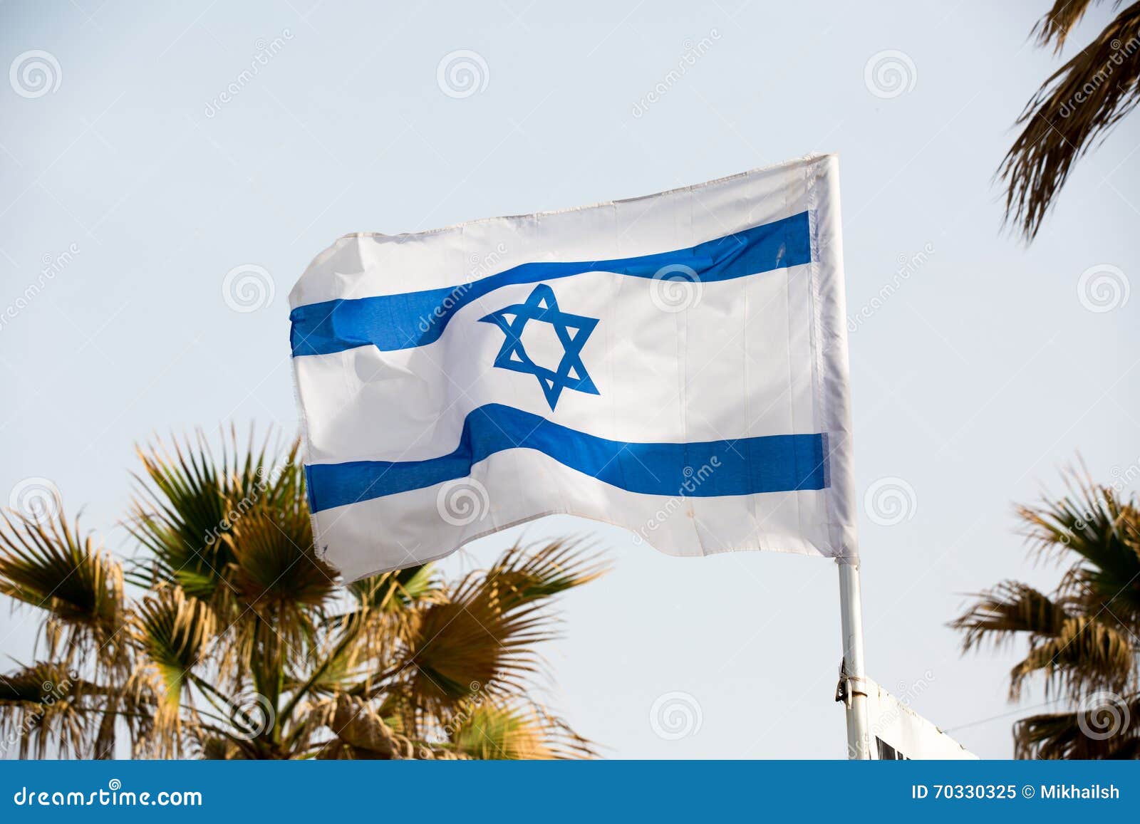 Israel Flag Flapping in the Wind Stock Image - Image of closeup, emblem ...