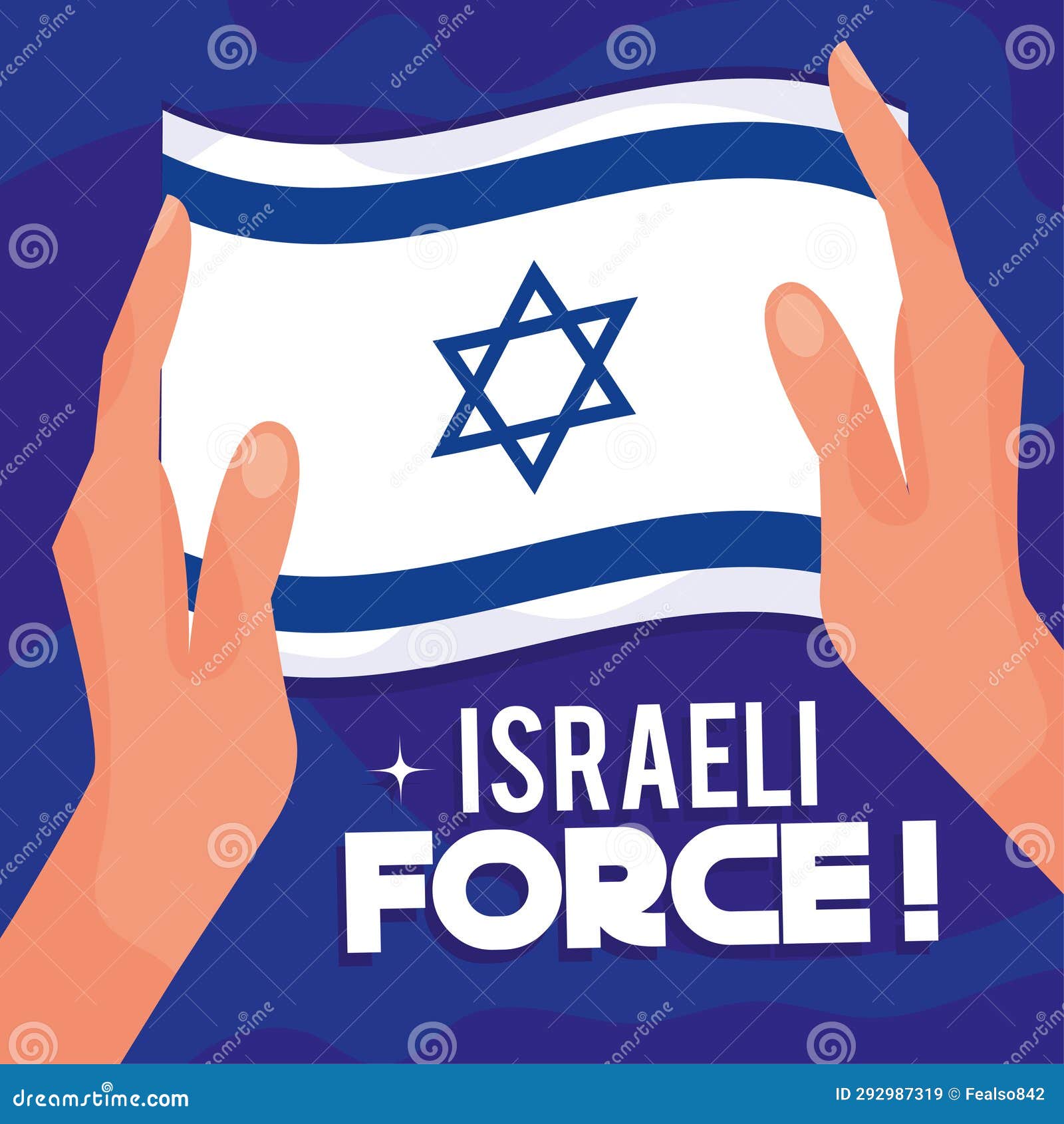 Israel Flag with Hands Vector on Blue Background Stock Vector ...