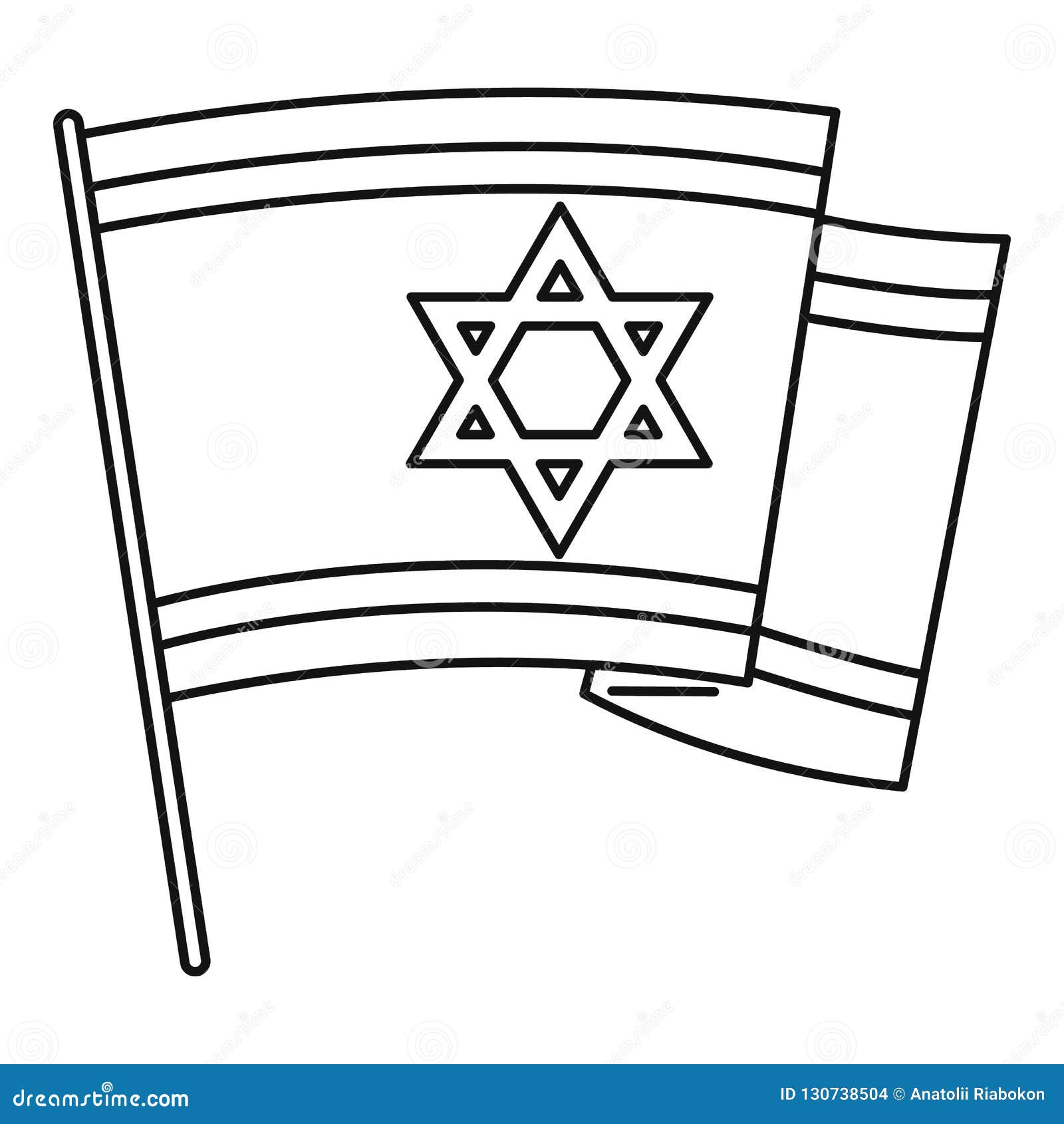 Israel Flag Icon, Outline Style Stock Vector - Illustration of card ...
