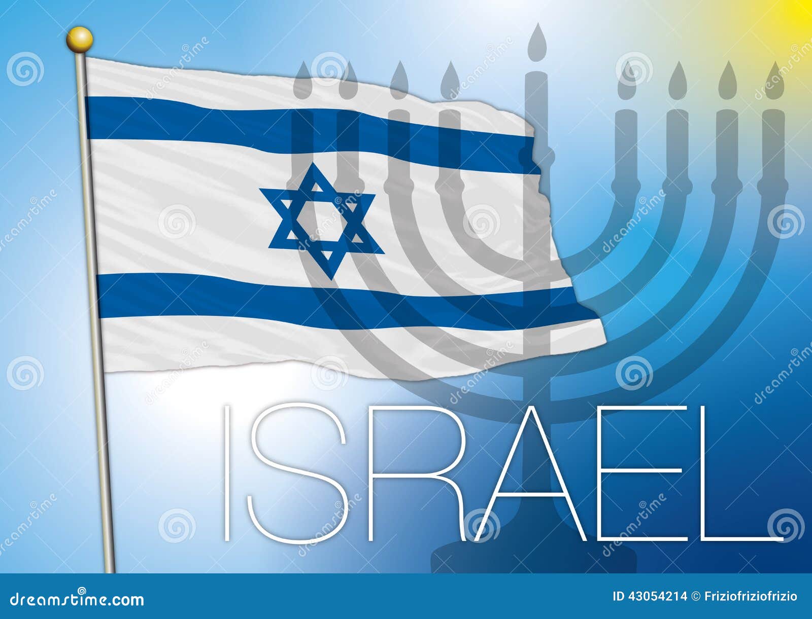Israel Flag And Menorah Stock Illustration - Image: 43054214