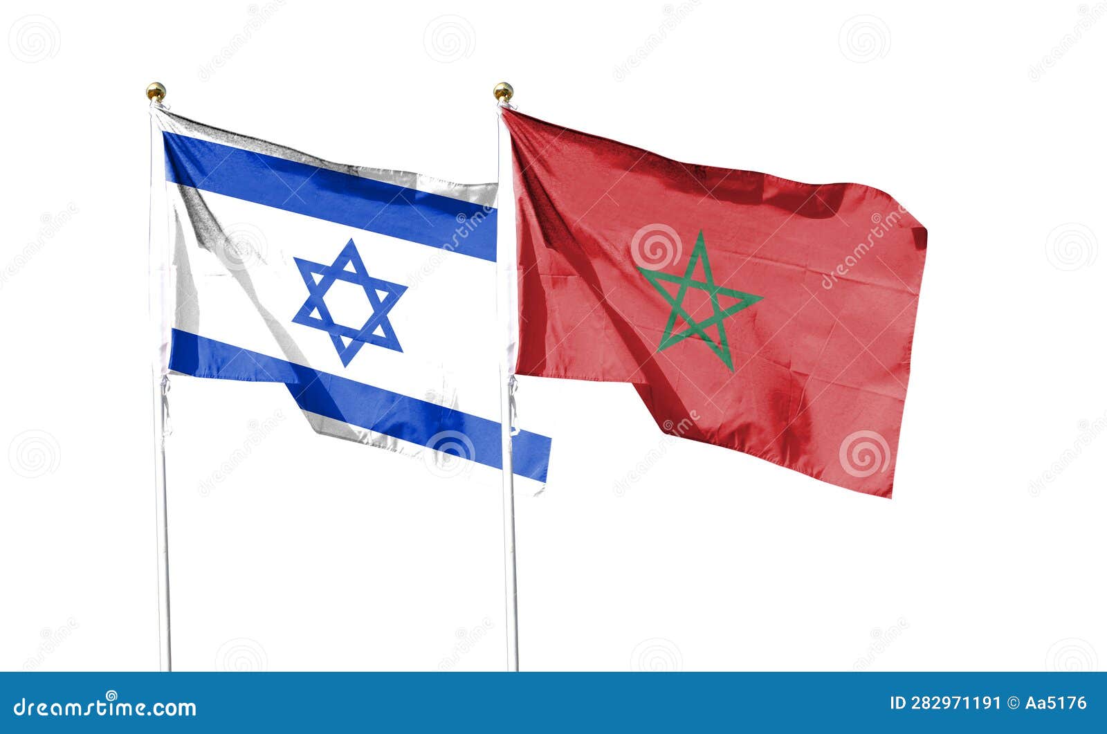 Israel Flag and Morocco Flag on Cloudy Sky Stock Image - Image of ...