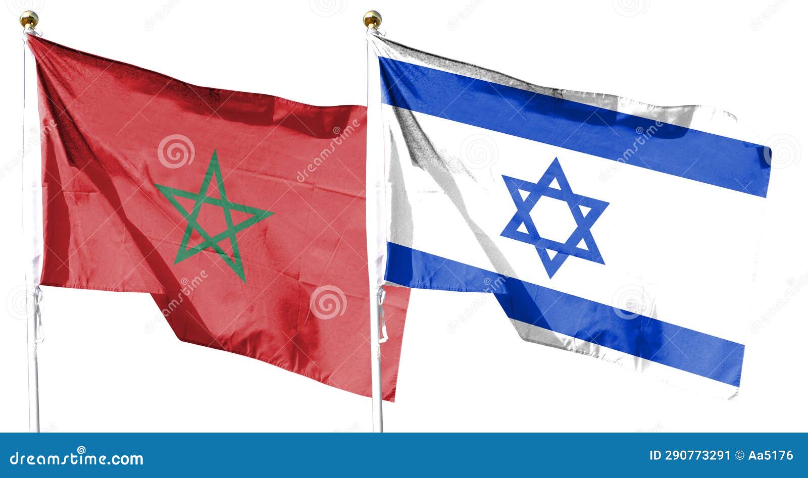 Israel Flag and Morocco Flag on Cloudy Sky. Stock Image - Image of ...