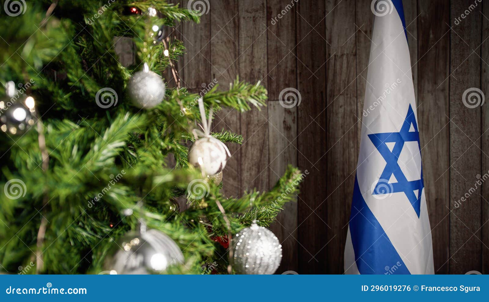 Israel Flag Near Christmas Tree Stock Photo - Image of celebrate, xmas ...
