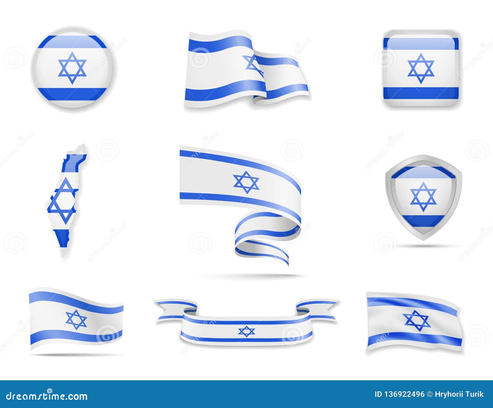Israel Flags Collection. Flags and Outline of the Country Stock Vector ...
