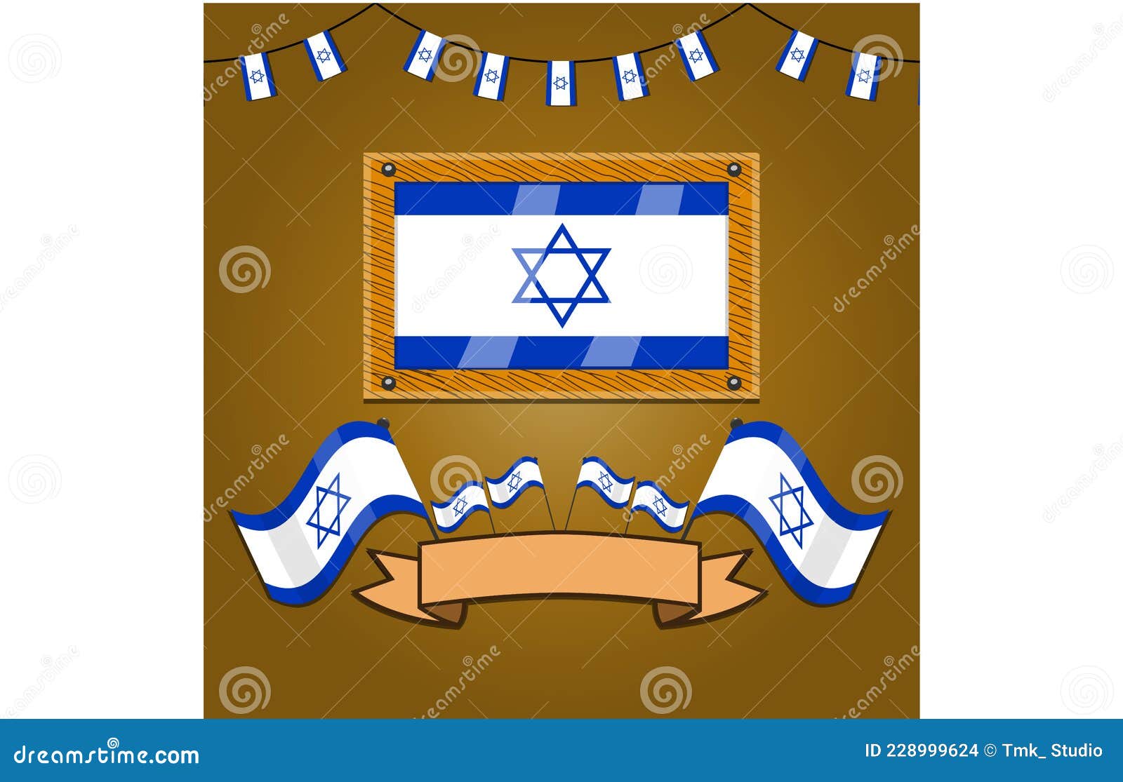Israel Flags on Frame Wood, Label Stock Vector - Illustration of united ...