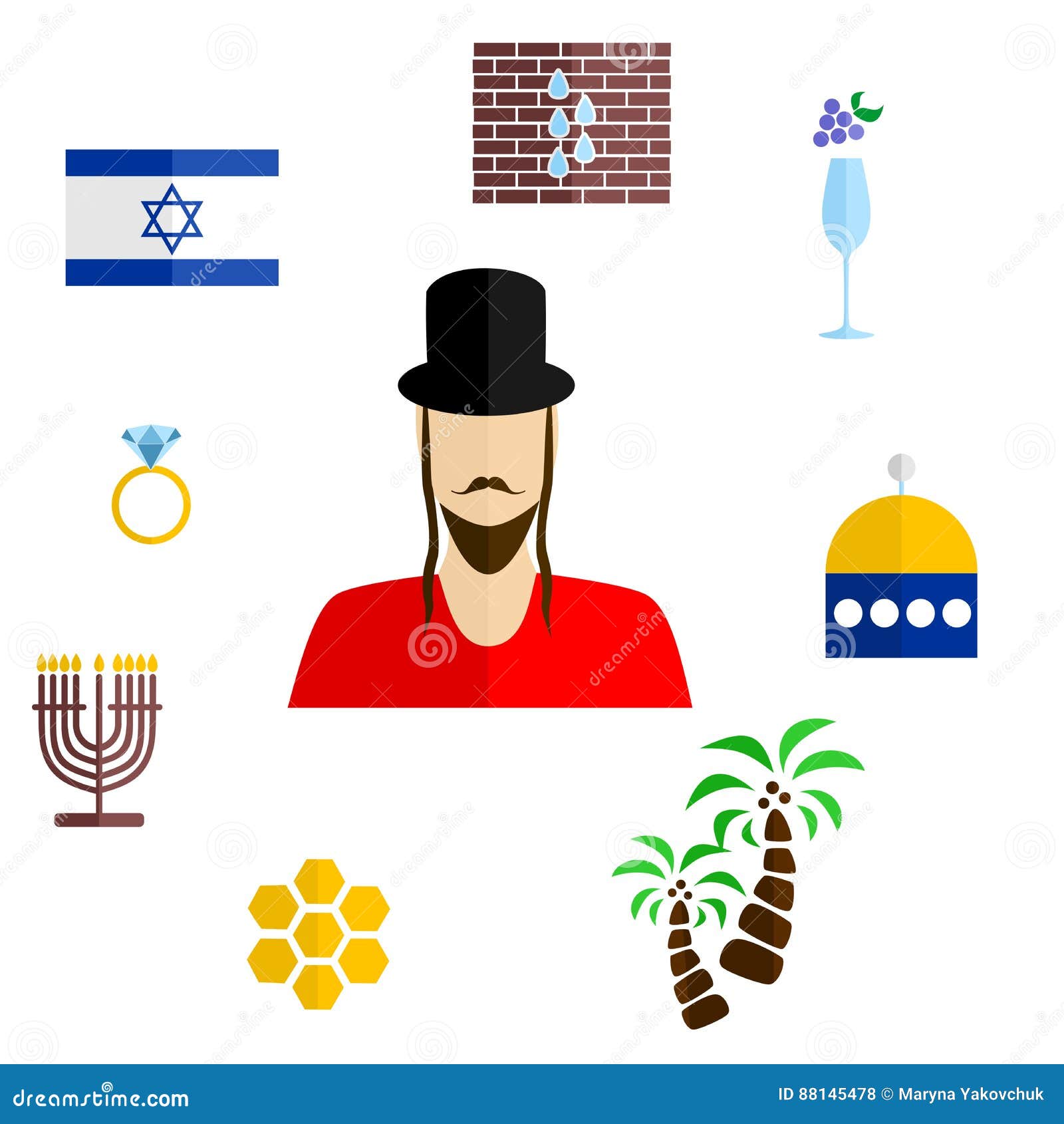 Israel flat design stock vector. Illustration of flag - 88145478