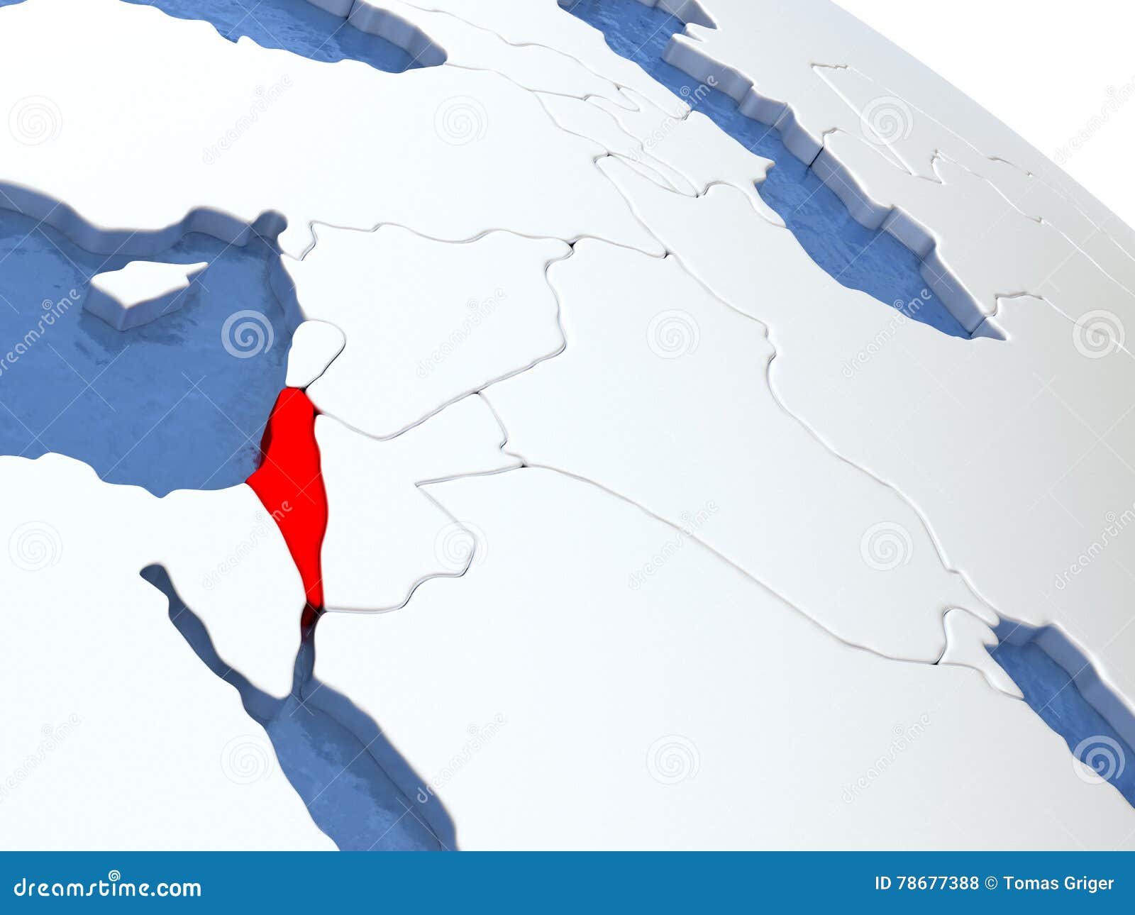 Israel on globe stock illustration. Illustration of borders - 78677388