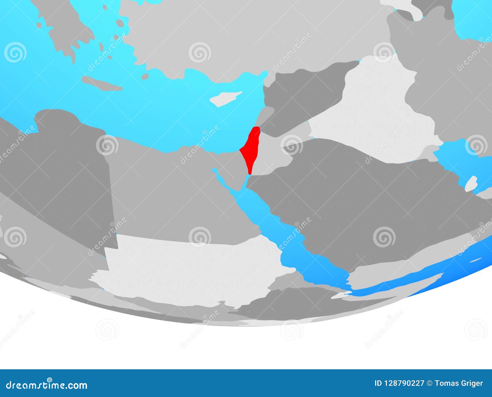 Israel on globe stock illustration. Illustration of political - 128790227
