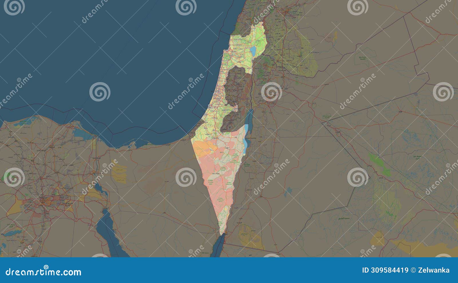 Israel Highlighted. Topo Standard Stock Illustration - Illustration of ...
