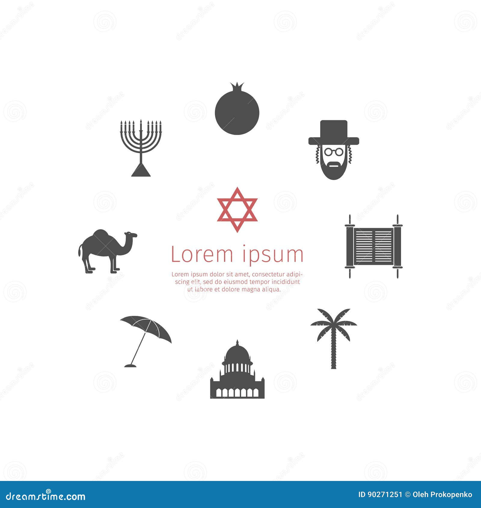 Israel icons. Vector stock illustration. Illustration of jewish - 90271251
