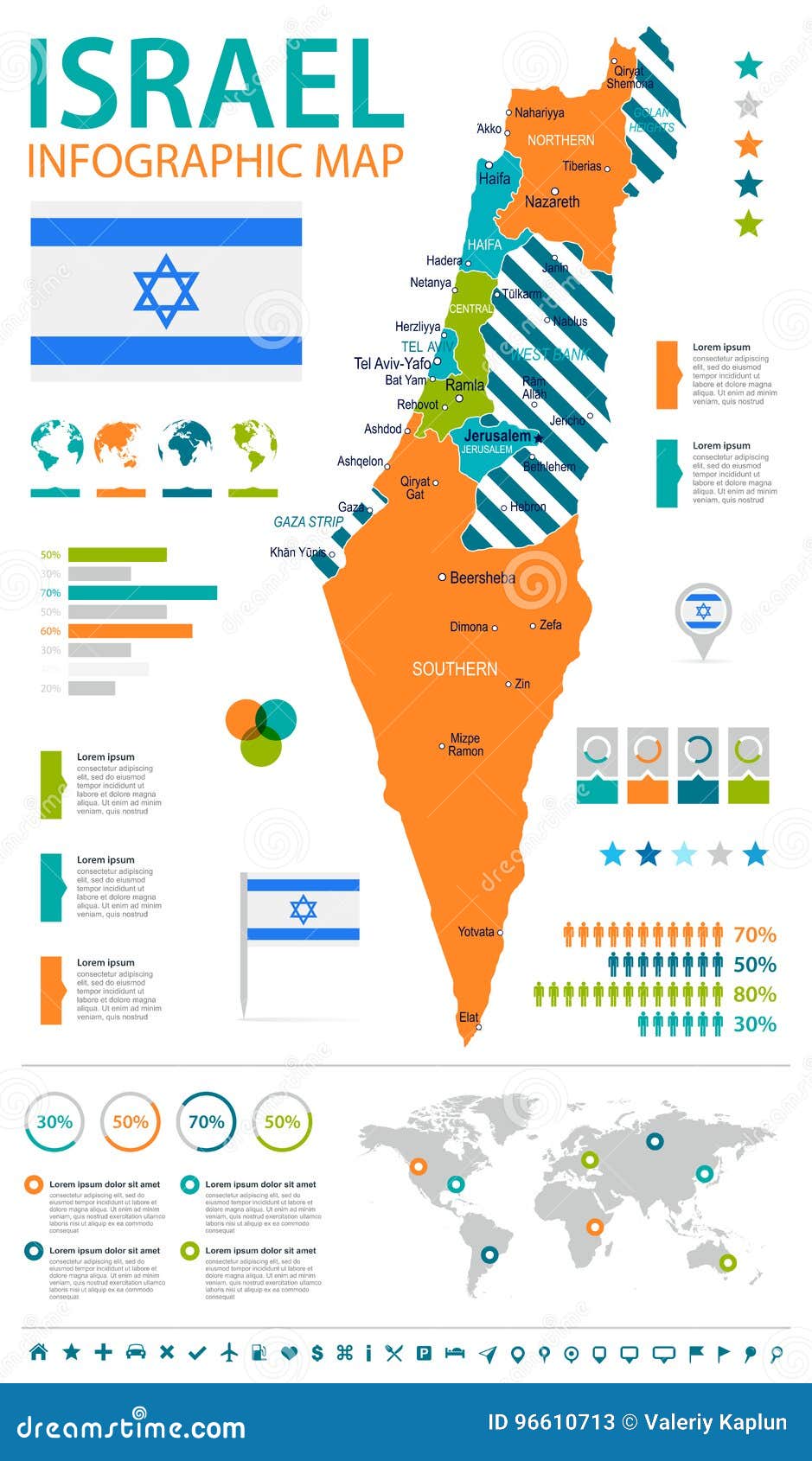 Israel - Infographic Map And Flag Illustration | CartoonDealer.com ...
