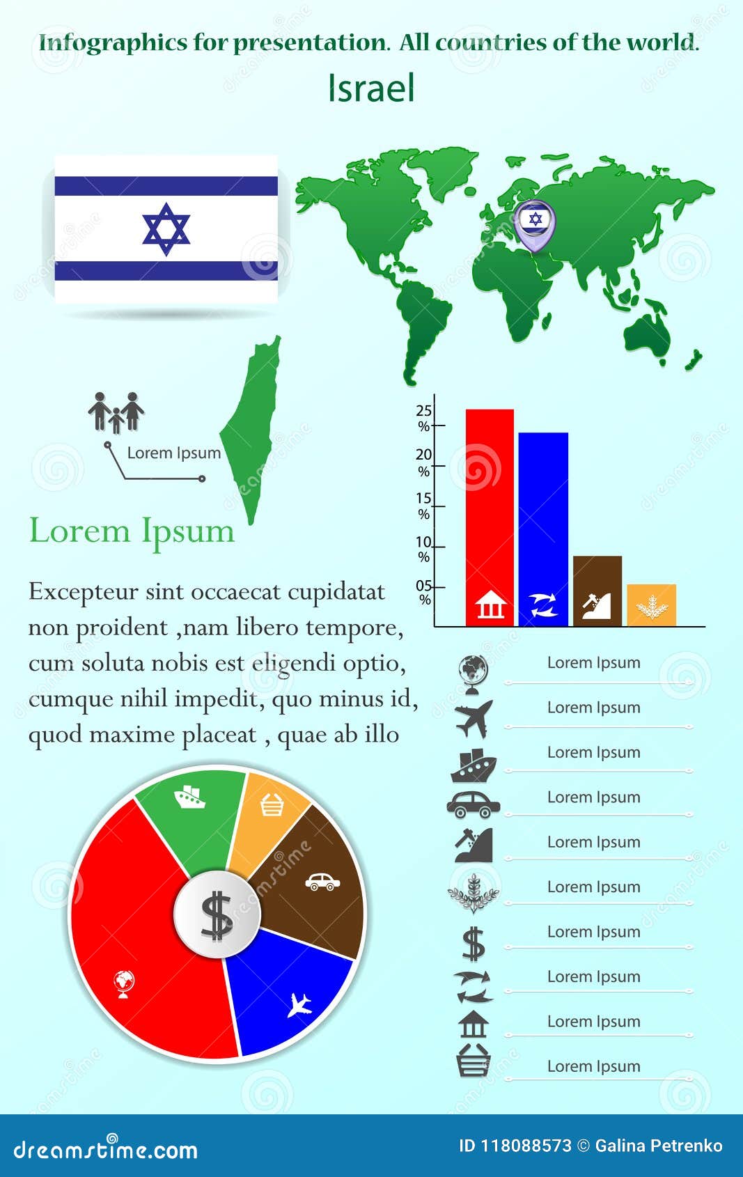 Israel. Infographics for Presentation Stock Illustration - Illustration ...