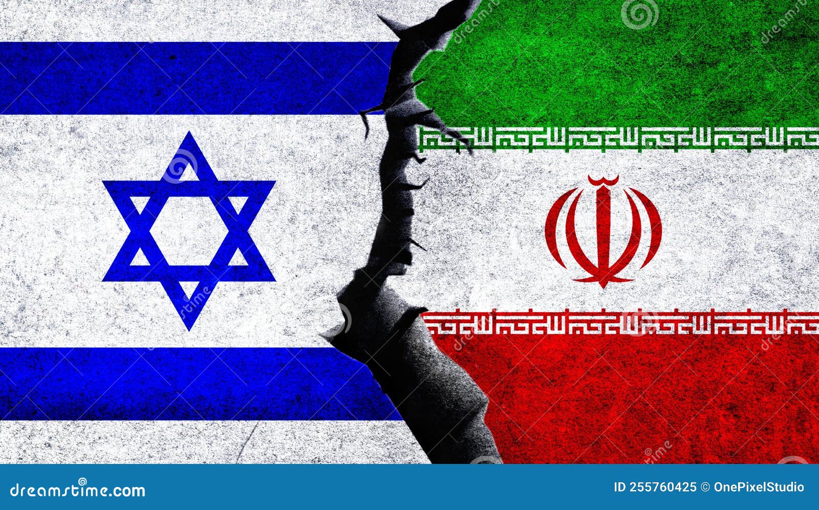 Israel Vs Iran Stars Concept Flags On Black Background Stock Image ...